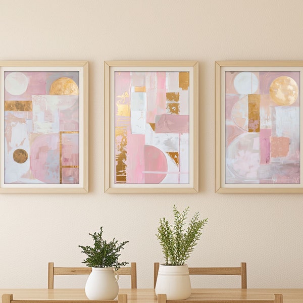 Pink and Gold Art - Etsy