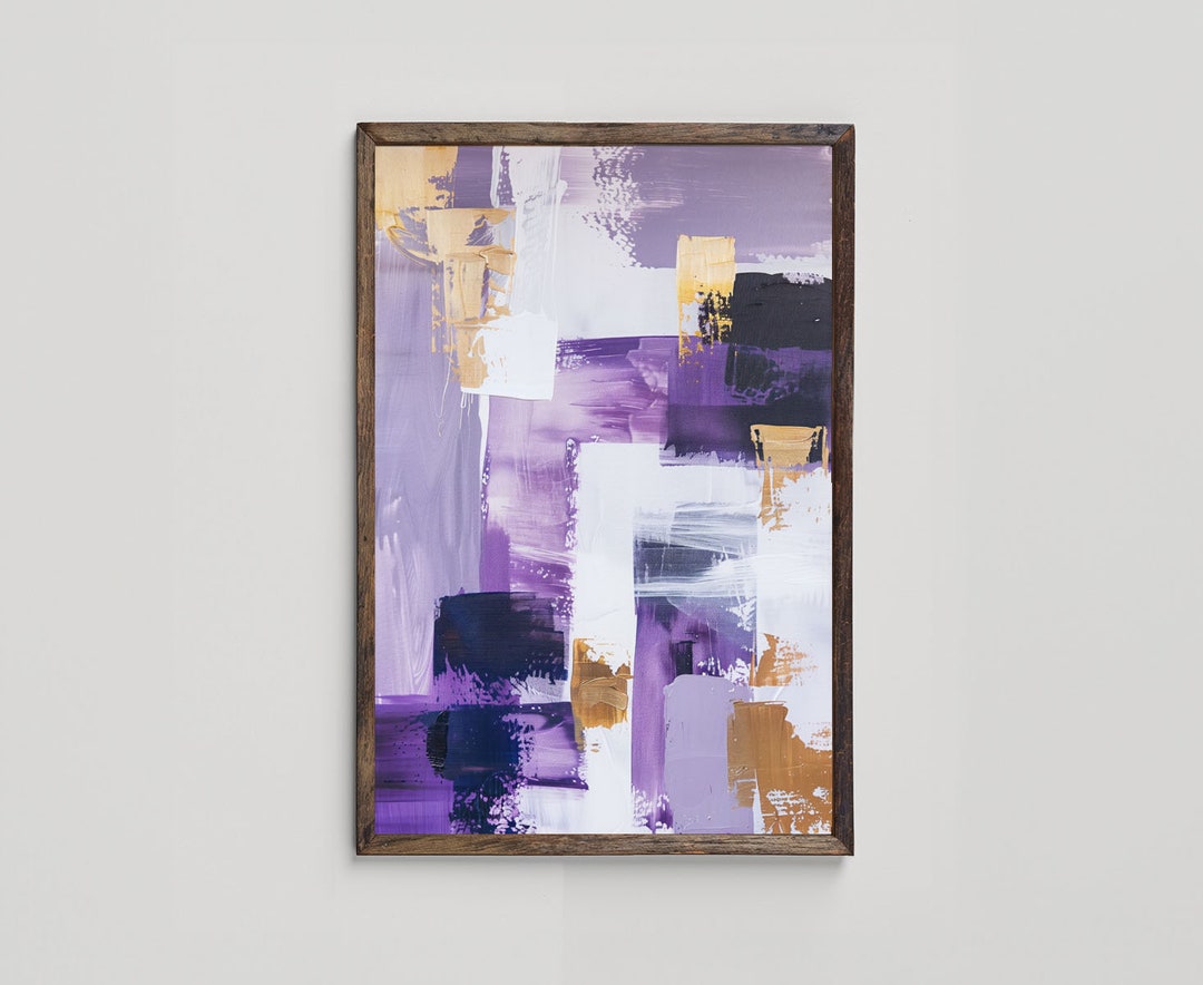 Abstract Purple and Gold Art, Contemporary Gradient Abstract Gold Foil ...