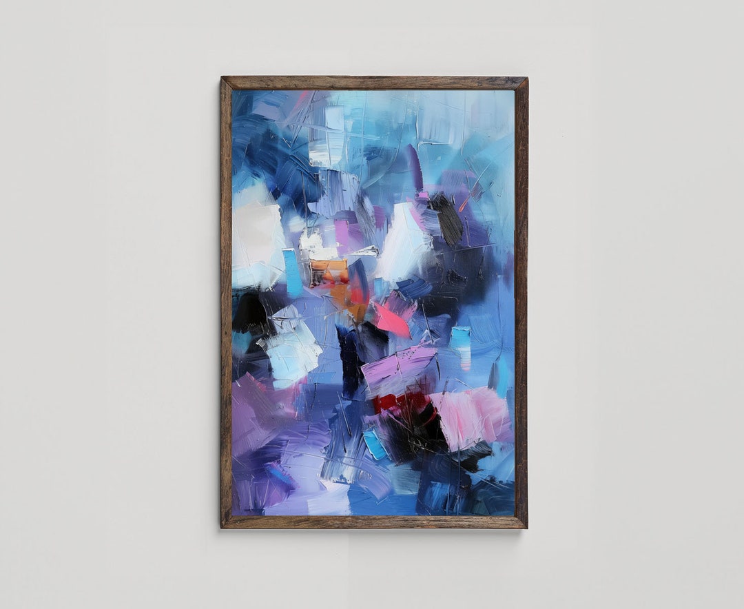 Colorful Contemporary Art, Impasto Painting, Blue, Purple, Pink, and ...