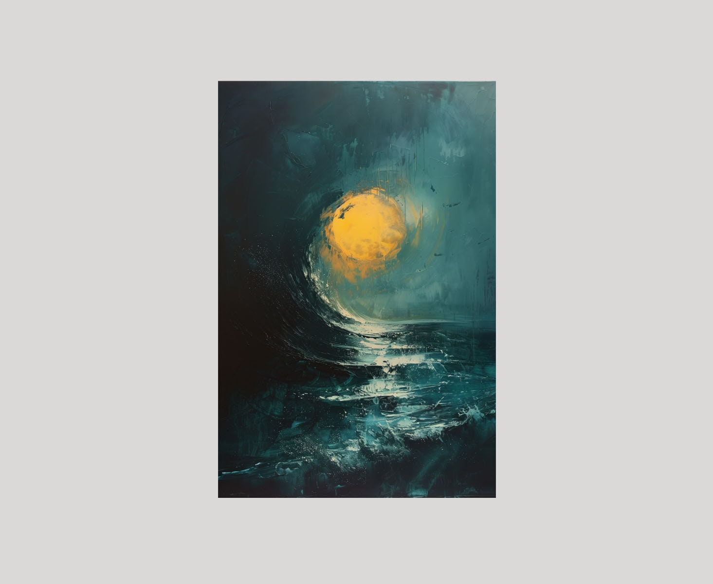 Abstract Moonlit Ocean Printable Art, Celestial Seascape, Night Sea ...