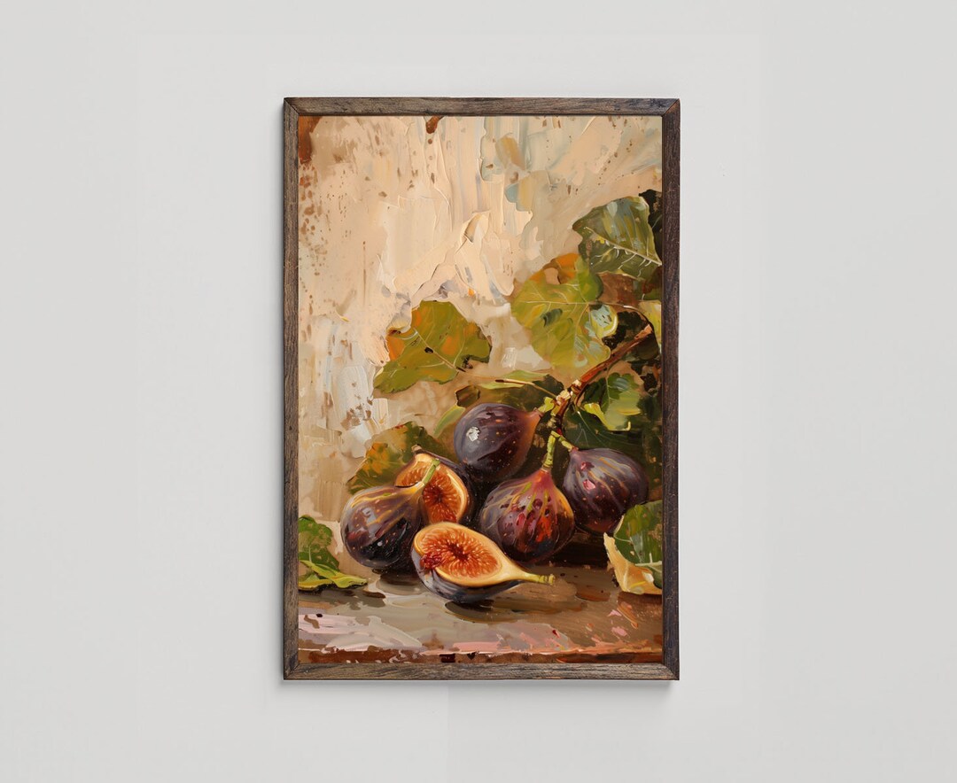 Vintage Beige Fig Wall Art, Fig Fruit Art, Printable Kitchen Art ...