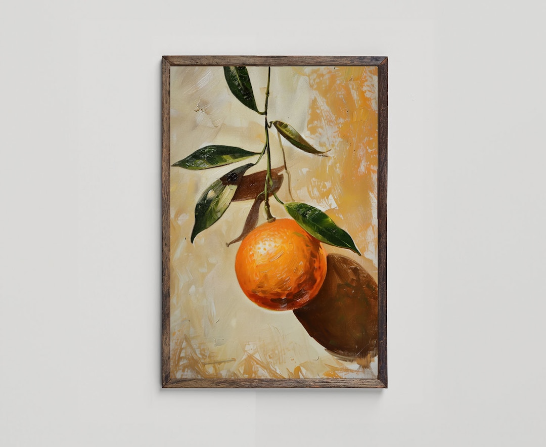 Vintage Orange Art, Citrus Fruit Painting, Printable Kitchen Art ...