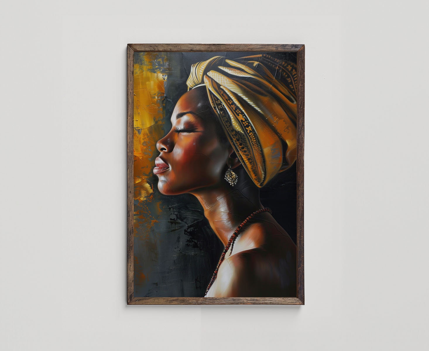 African Cultural Woman Portrait Printable Art, African Headwrap ...