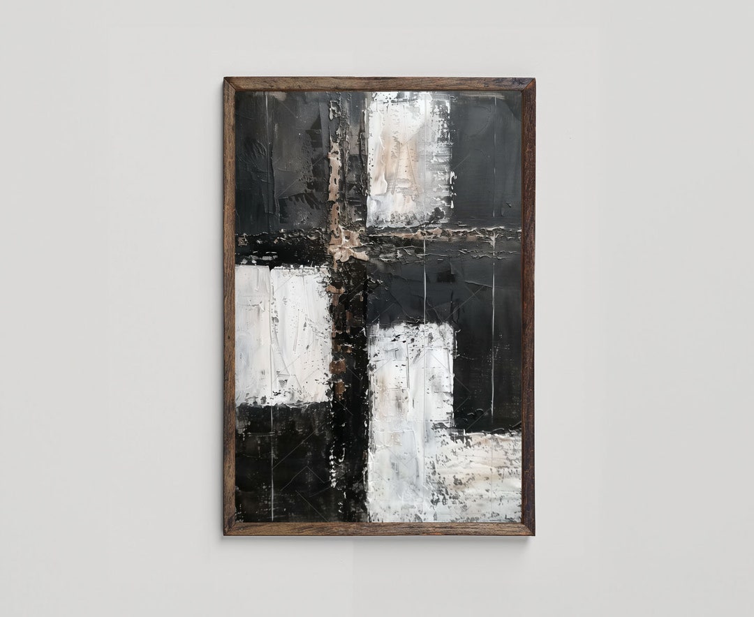 Black and White Abstract Wall Art, Abstract Geometry Printable Art ...