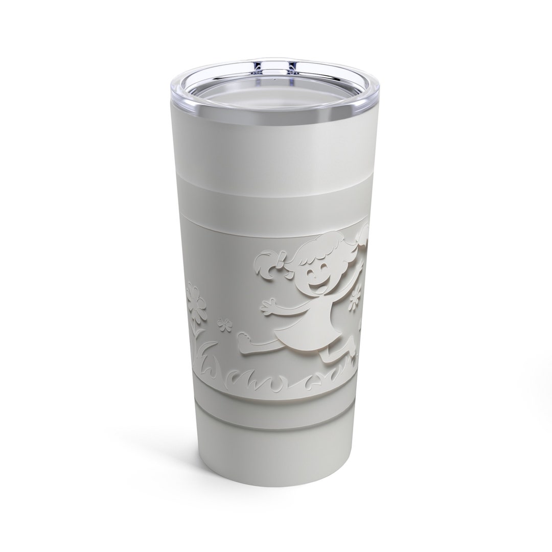 Happy Cartoon Girl Tumbler 20oz, Street Art Style Steel Mug for Hot and ...