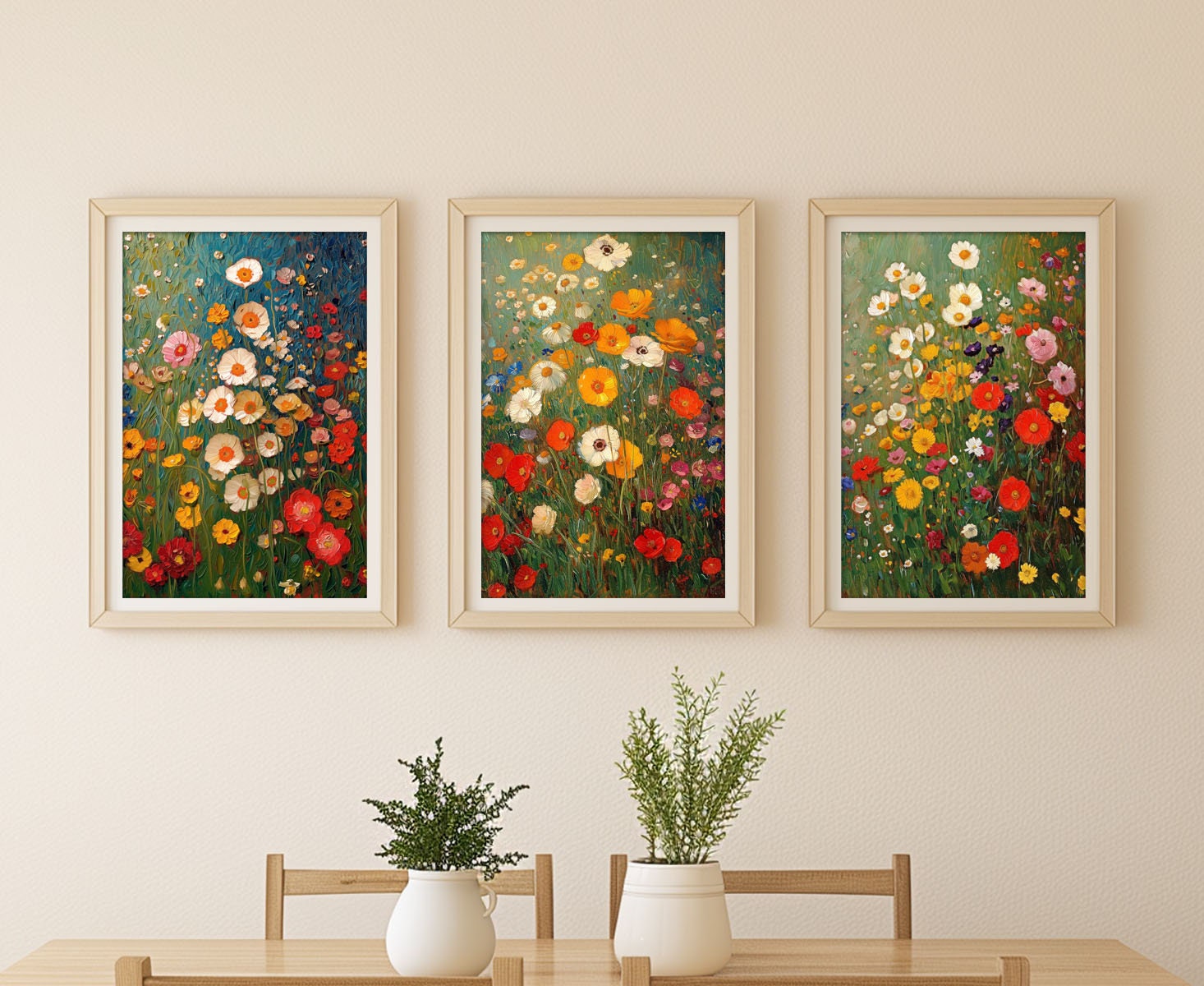 Digital Download, Set of 3 Multicolor Flower Printable Wall Art, Floral ...
