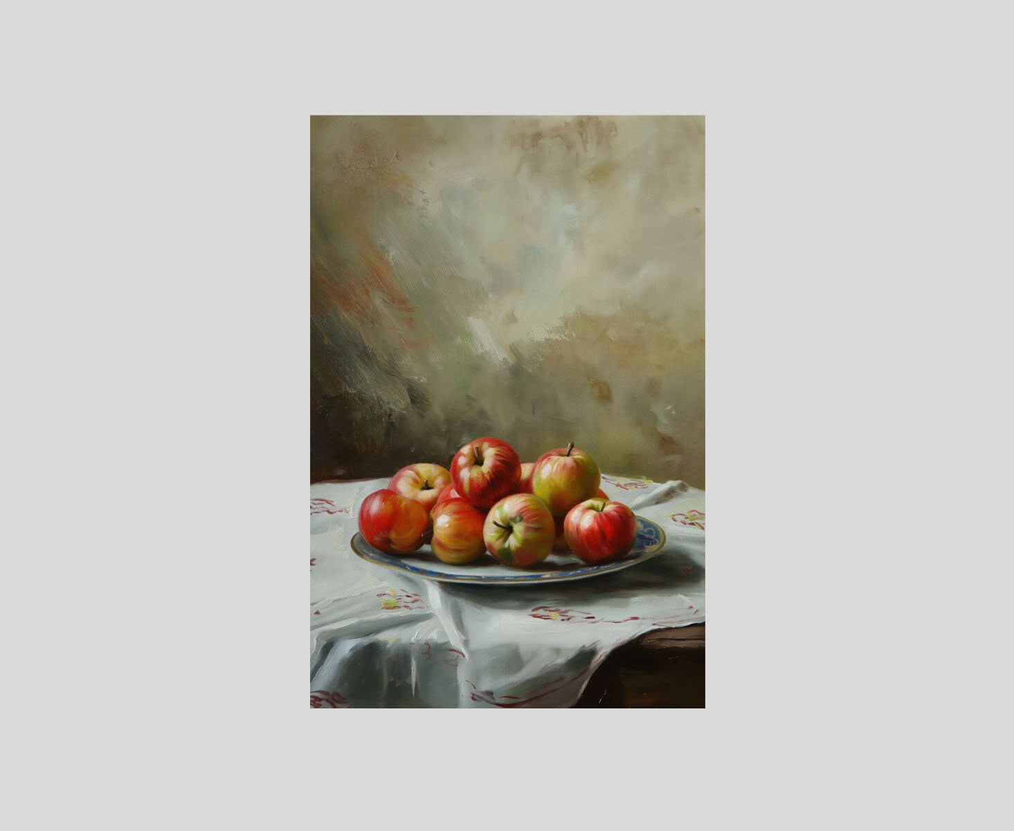 Vintage Apple Plate Still Life Printable Wall Art, Kitchen Art ...