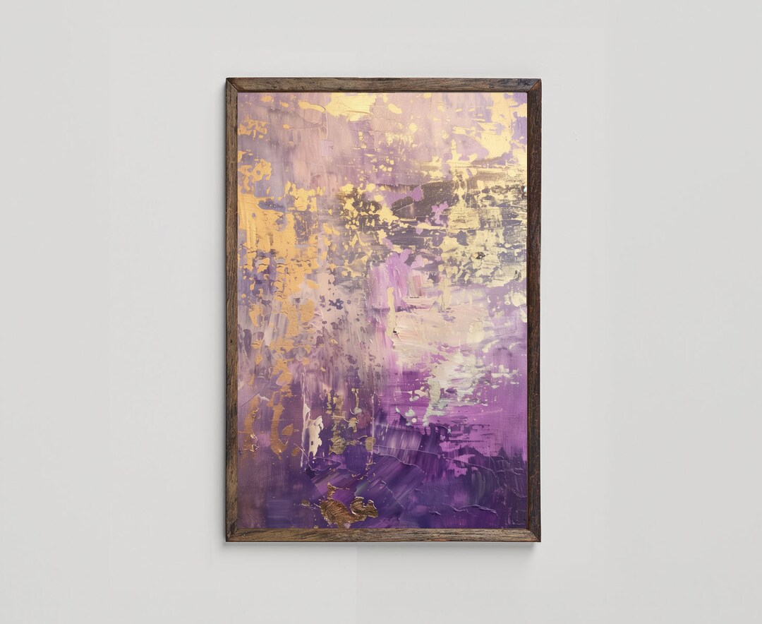 Abstract Purple, Lavender, and Gold Art, Contemporary Abstract Textured ...