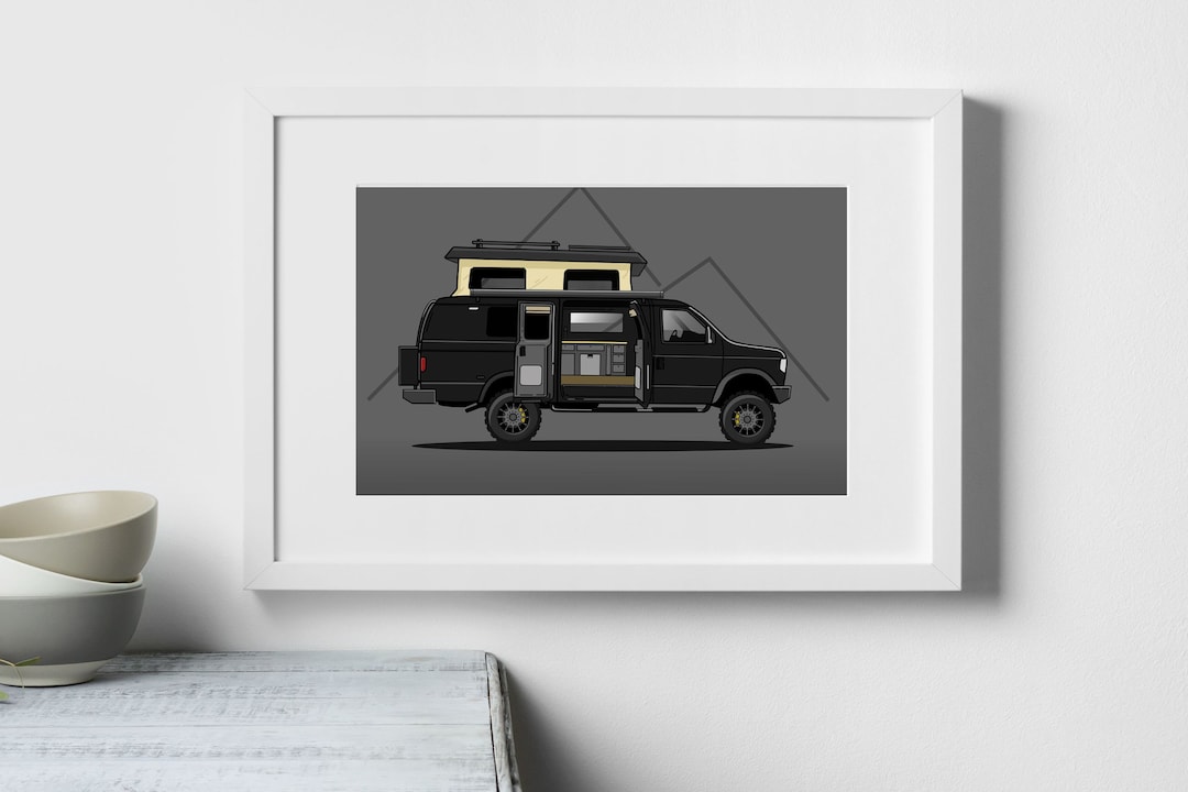 Camper Van Print Vector Camper Van Drawing Camper Digital Download Art ...