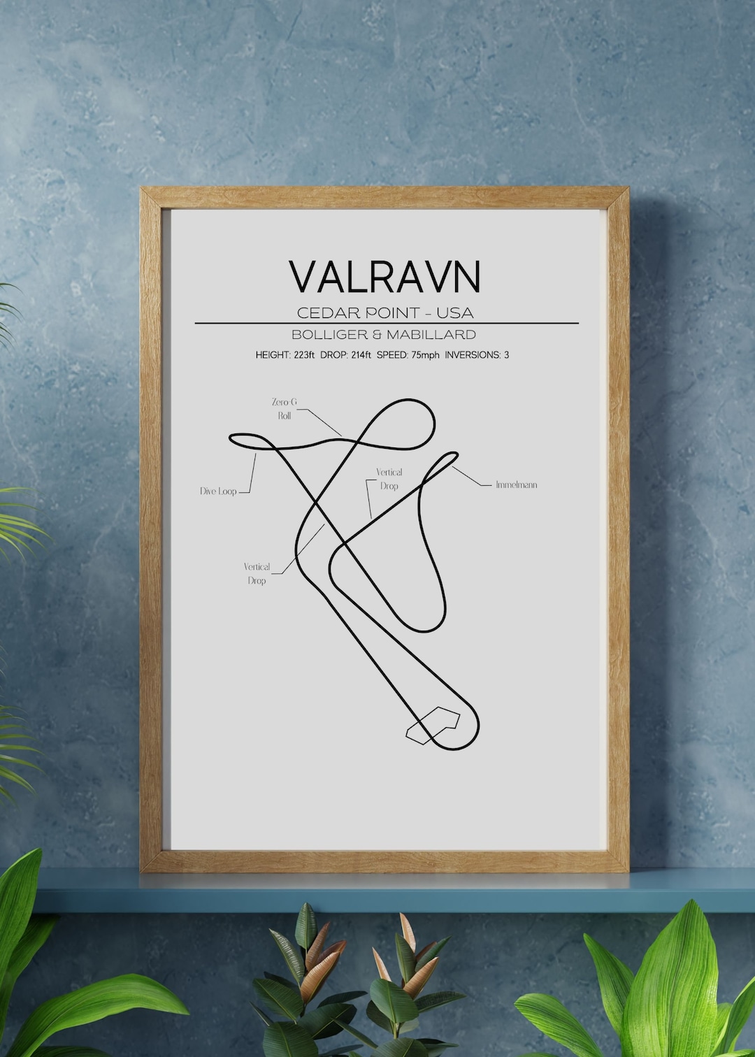Valravn Layout - Cedar Point - USA - Modern Wall Art - Roller Coaster ...