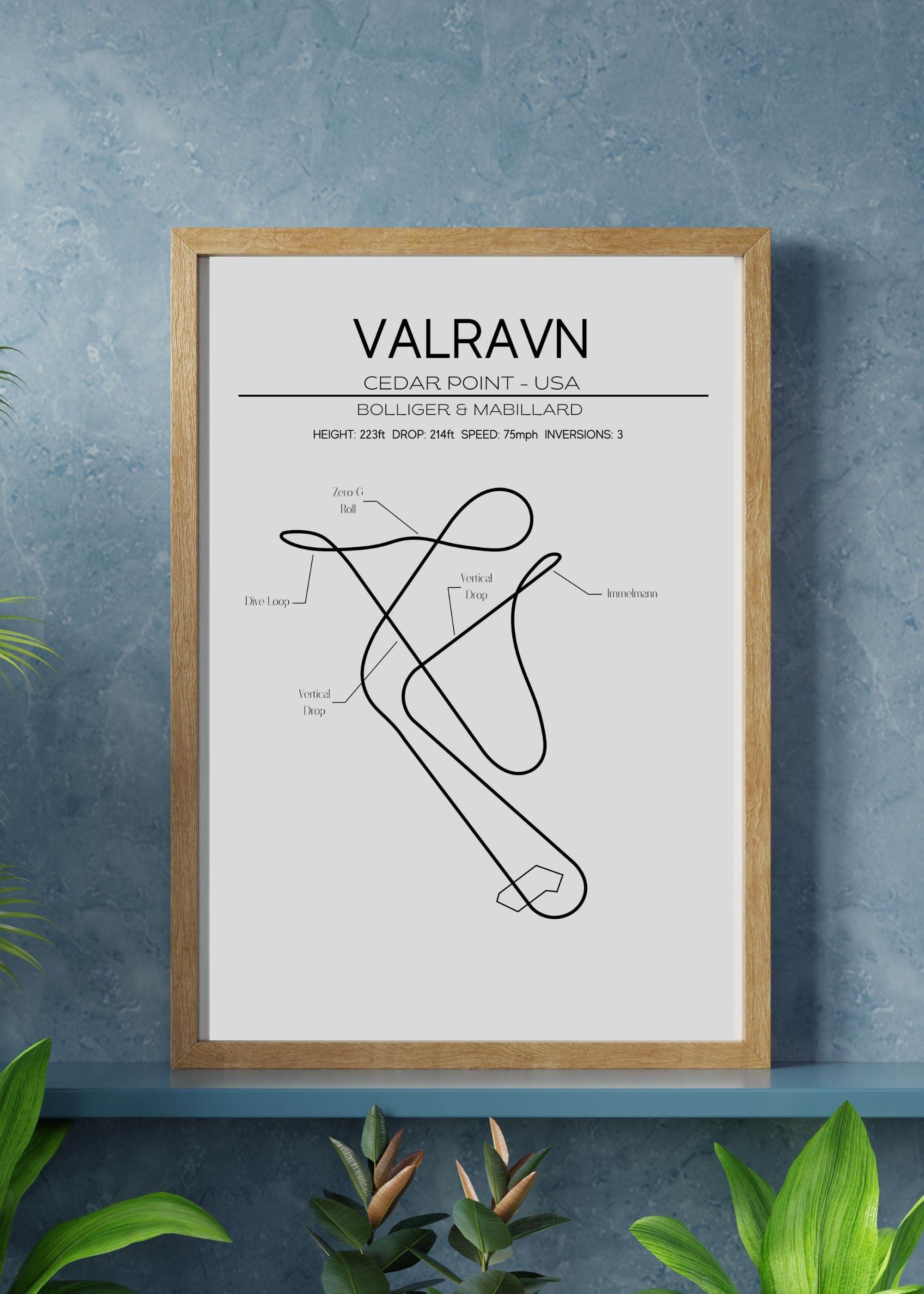 Valravn Layout - Cedar Point - USA - Modern Wall Art - Roller Coaster ...