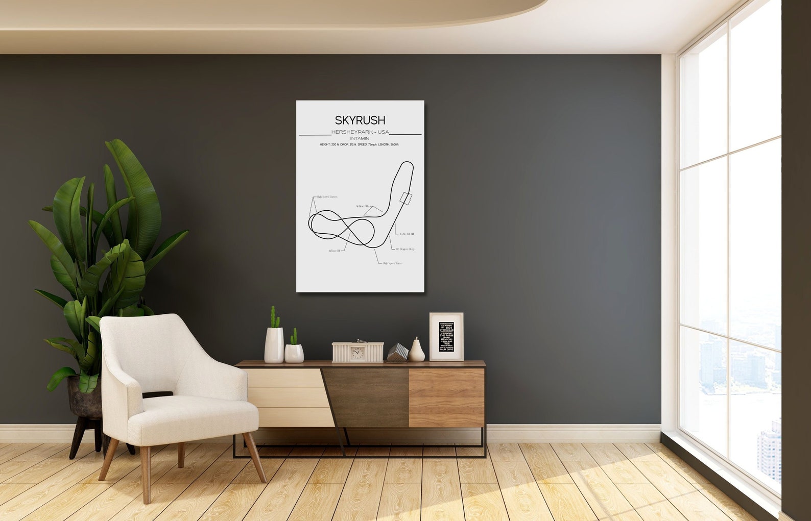 Skyrush Layout - Hersheypark - USA - Modern Wall Art - Roller Coaster ...