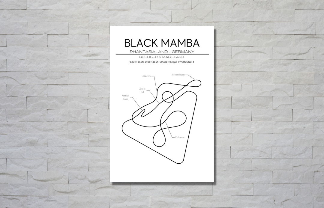 Black Mamba Layout Phantasialand Germany Modern Wall Art Roller Coaster ...