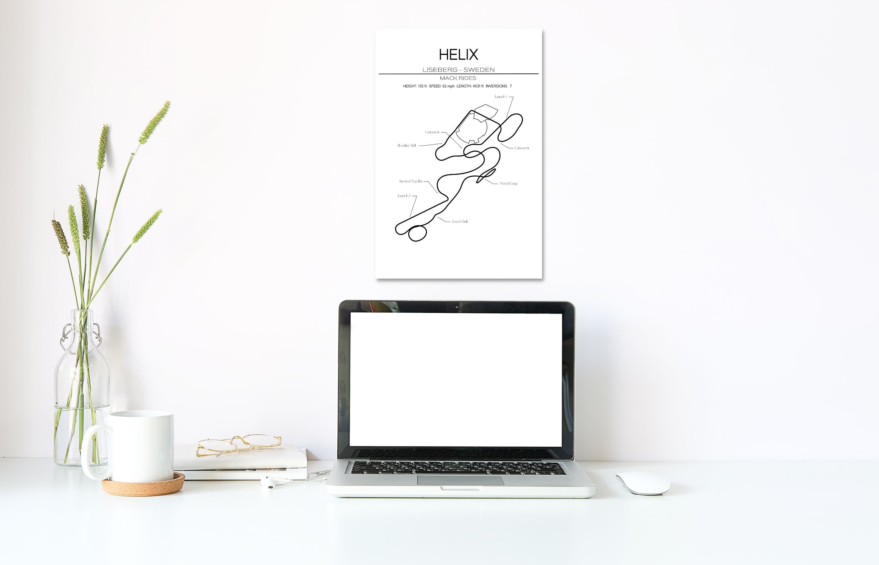 Helix Layout Liseberg Sweden Modern Wall Art Roller Coaster Gift ...