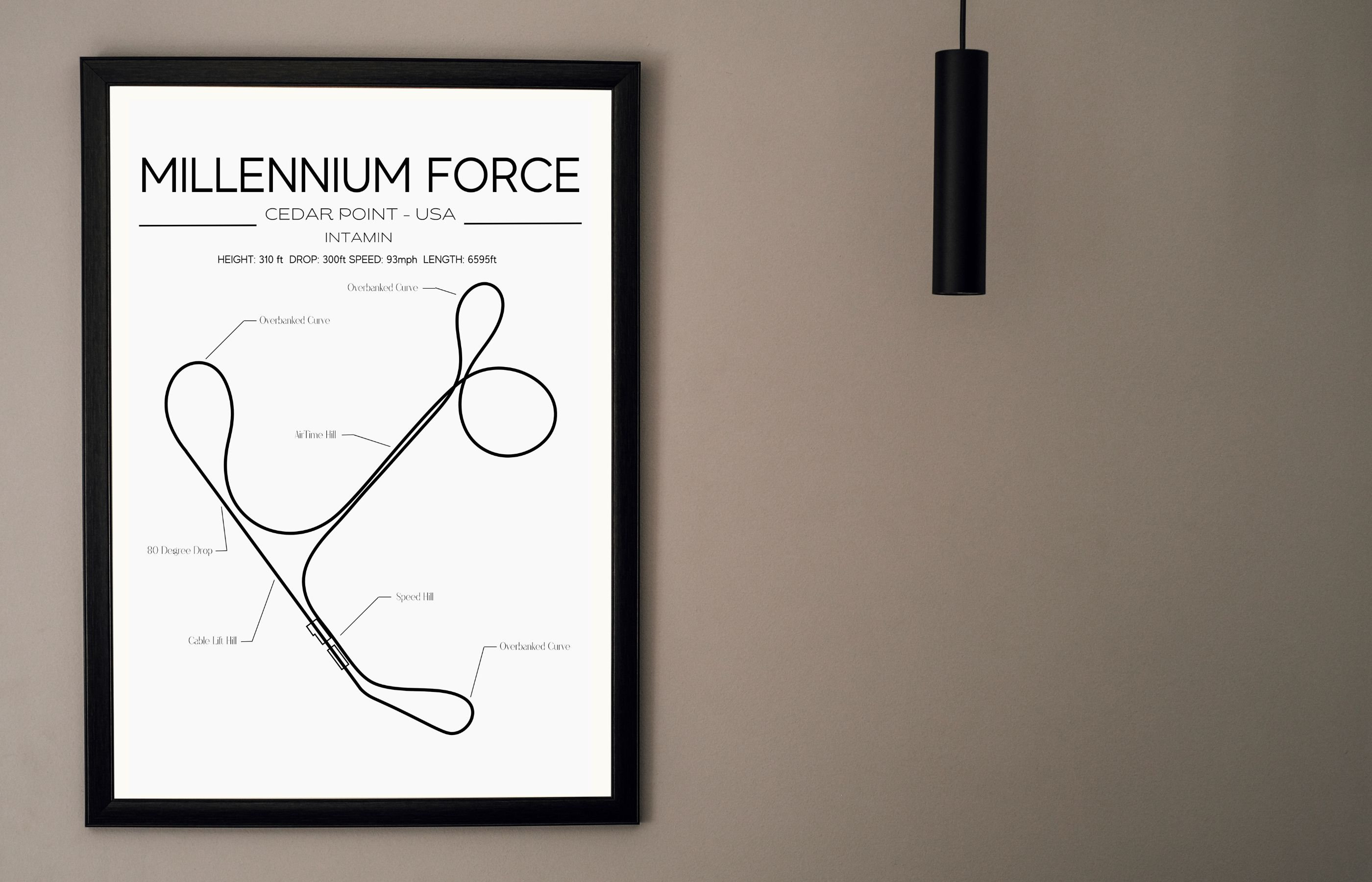 Millennium Force Layout - Cedar Point - USA - Modern Wall Art - Roller ...