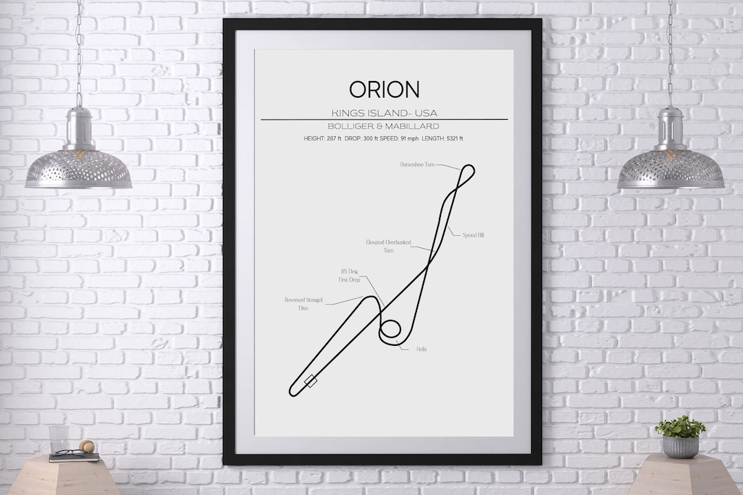 Orion Layout - King's Island - USA - Modern Wall Art - Roller Coaster ...