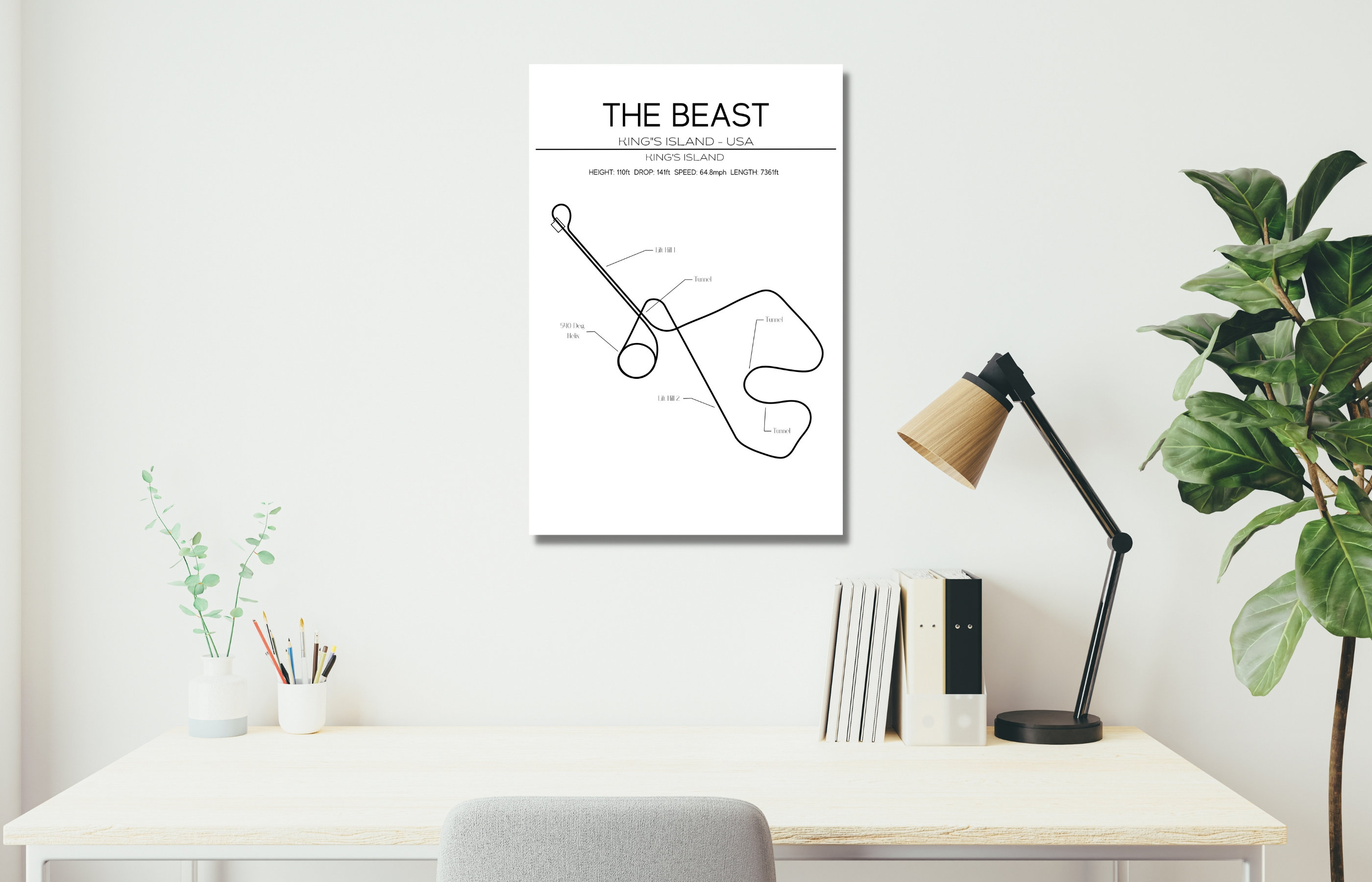 The Beast Layout - Kings Island - USA - Modern Wall Art - Roller ...