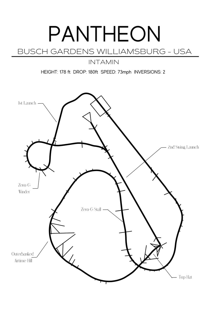 Pantheon Layout Busch Gardens Williamsburg USA Modern Wall Art Roller ...
