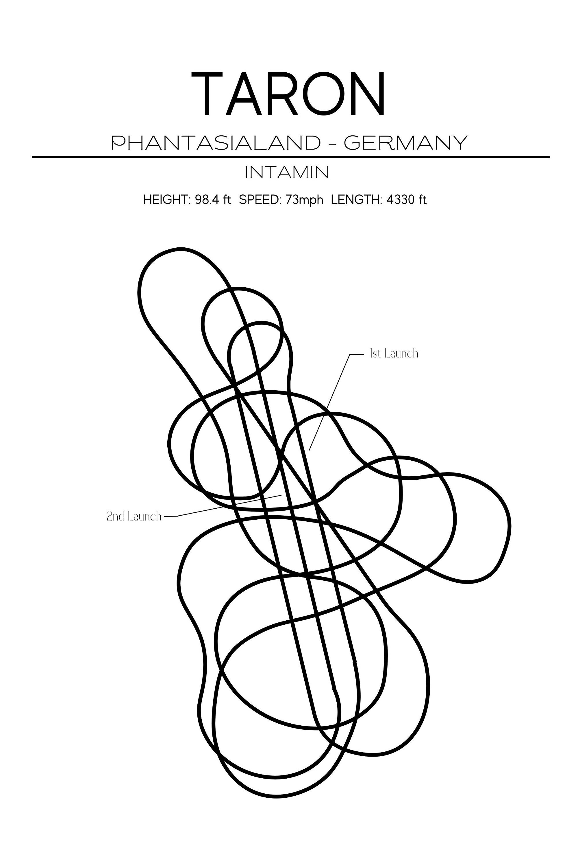 6 Intamin Launched Layout Prints - Modern Wall Art - Roller Coaster ...