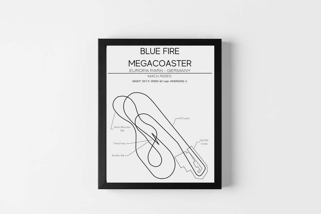 Blue Fire Megacoaster Layout Europa Park Modern Wall Art Roller Coaster ...