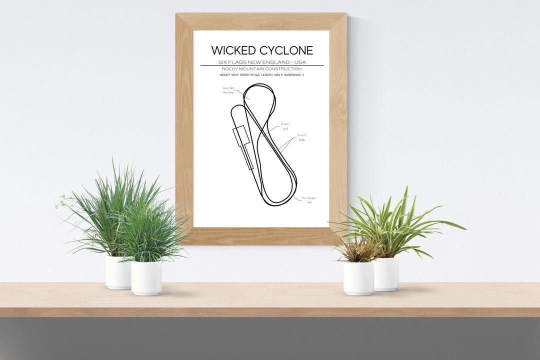 Wicked Cyclone Layout - Six Flags New England - USA Modern Wall Art ...