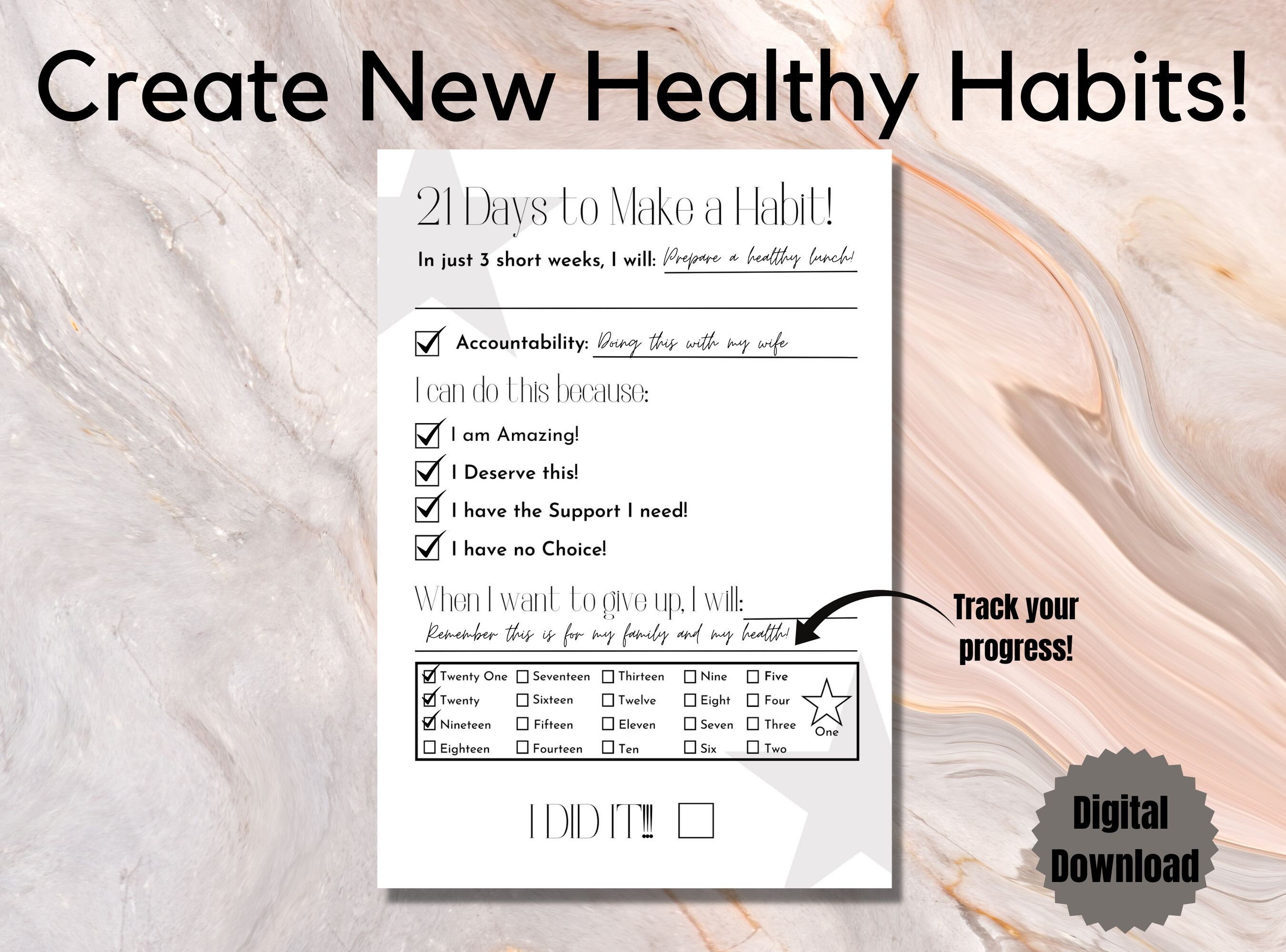 Create Healthy Habit Tracker for Health and Wellness, 21 Days to a New ...