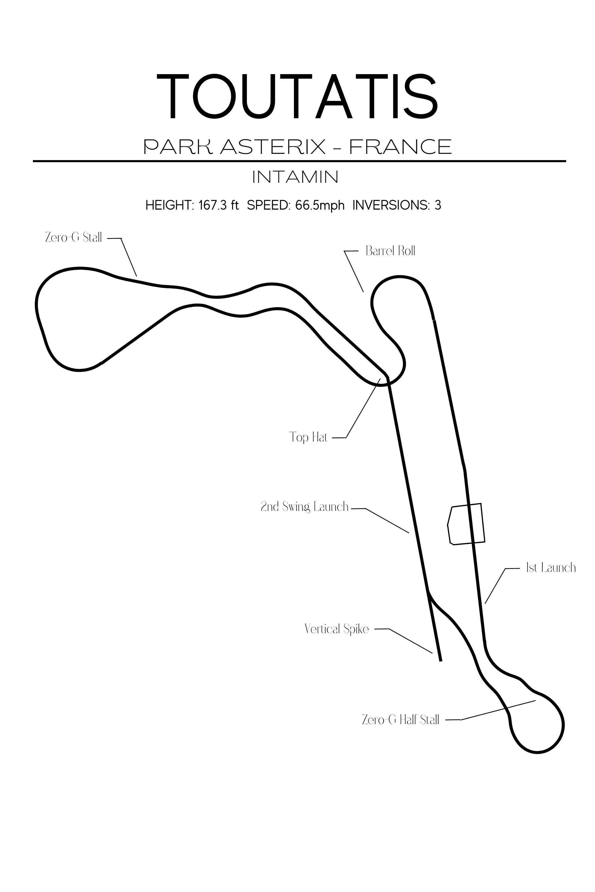 6 Intamin Launched Layout Prints - Modern Wall Art - Roller Coaster ...