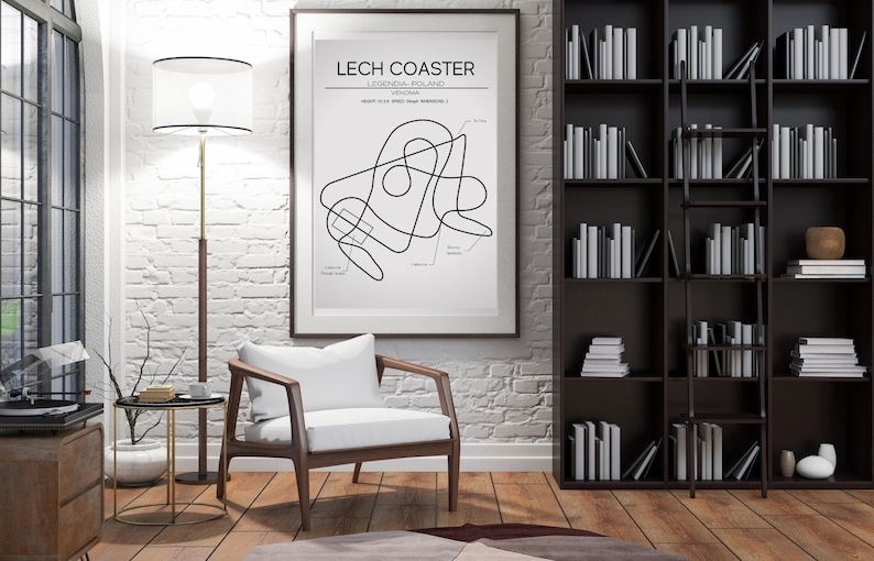 Lech Coaster Layout Legendia Poland Modern Wall Art Roller Coaster Gift ...