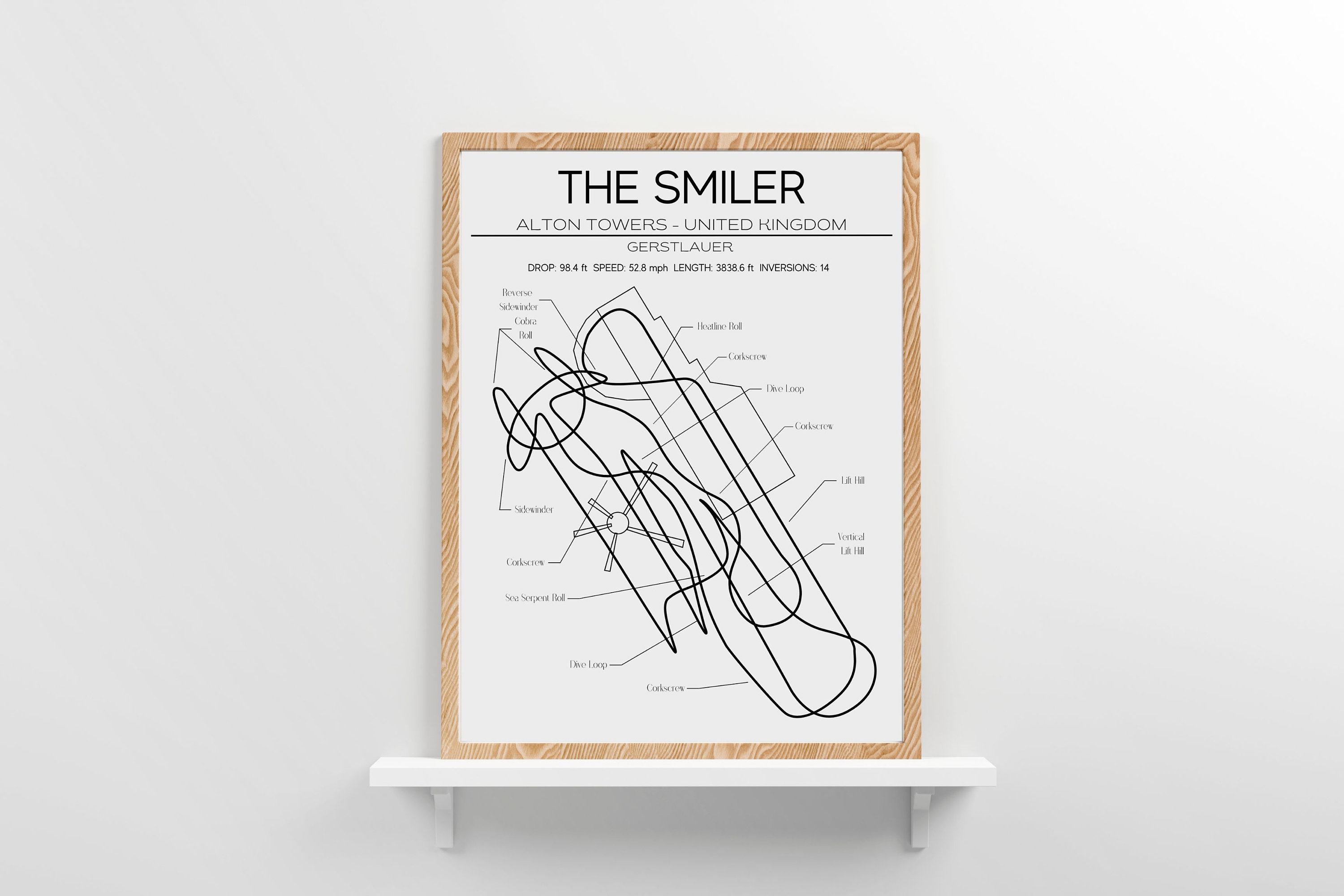 The Smiler Layout Alton Towers United Kingdom Modern Wall Art Roller ...