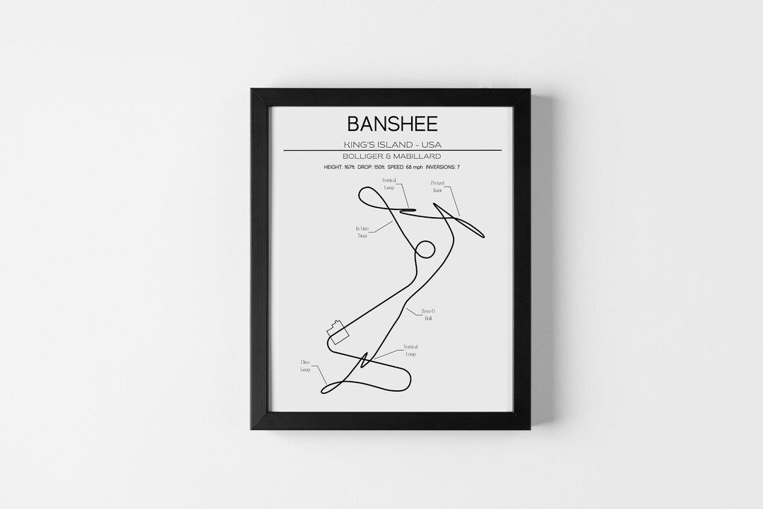 Banshee Layout - King's Island - USA - Modern Wall Art - Roller Coaster ...