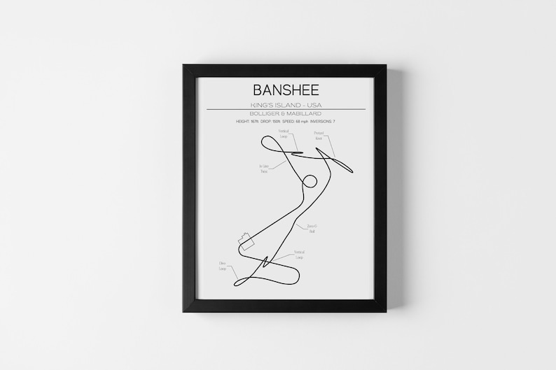 Banshee Layout - King's Island - USA - Modern Wall Art - Roller Coaster ...