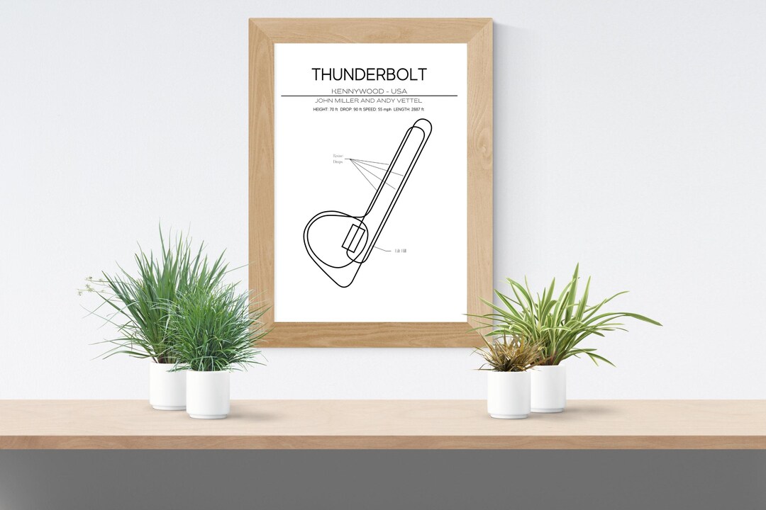 Thunderbolt Layout - Kennywood - USA - Modern Wall Art Roller Coaster ...