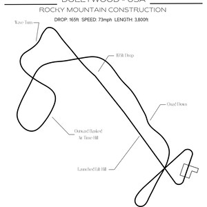 Lightning Rod Layout - Dollywood - USA Modern Wall Art Roller Coaster ...