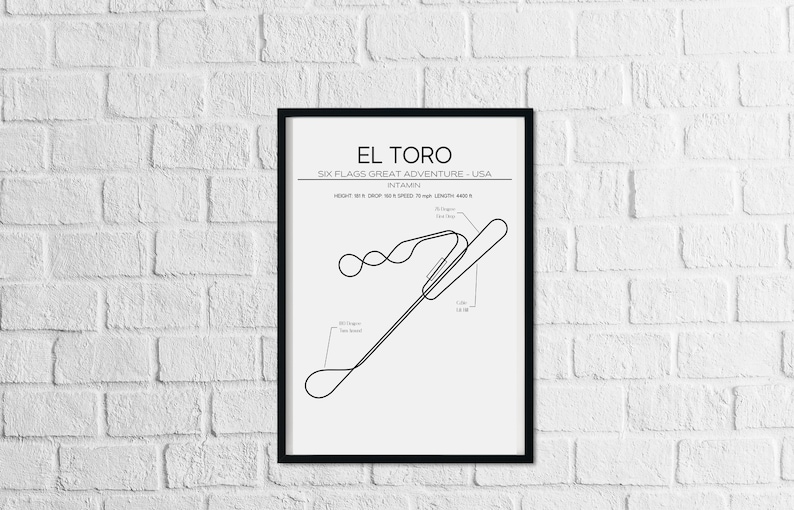 El Toro Layout - Six Flags Great Adventure- USA Modern Wall Art Roller ...
