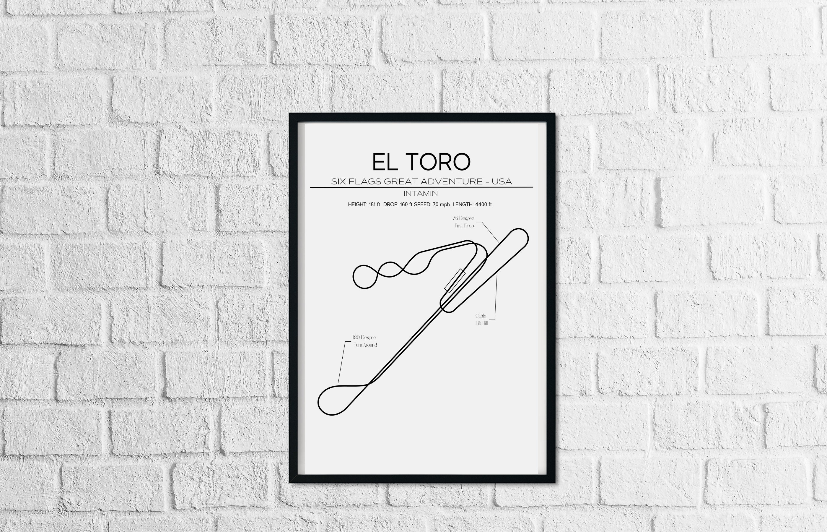 El Toro Layout - Six Flags Great Adventure- USA Modern Wall Art Roller ...