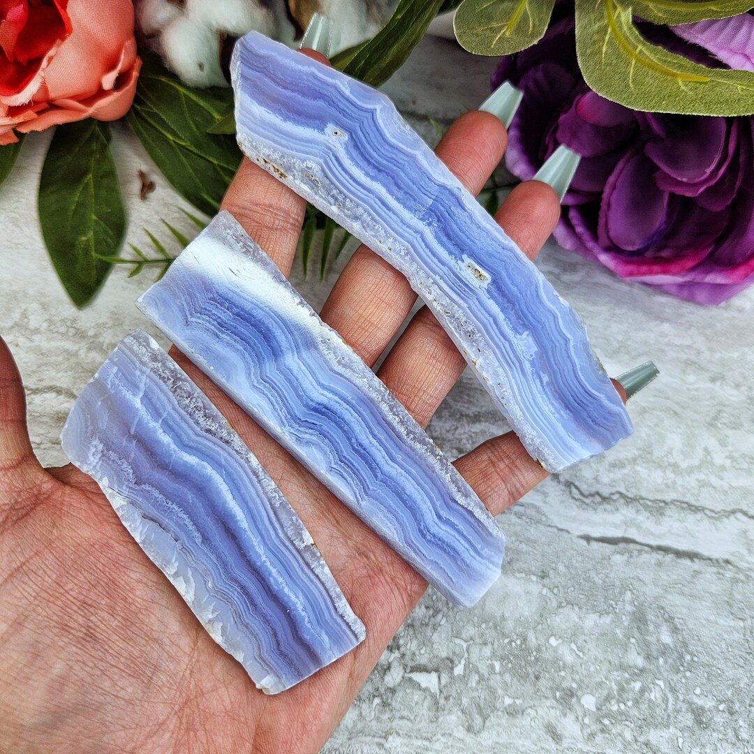 Blue Lace Agate Slab Stone Tranquility Stability Peace Authentic ...