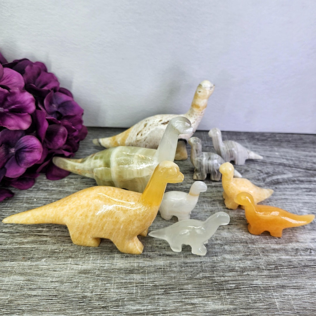Dinosaur Long Neck Large Orange Green Zebra Calcite Onyx UV Reactive ...