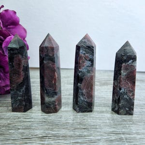 Red Garnet With Astrophyllite Towers Rare Crystal Mineral Emotional ...