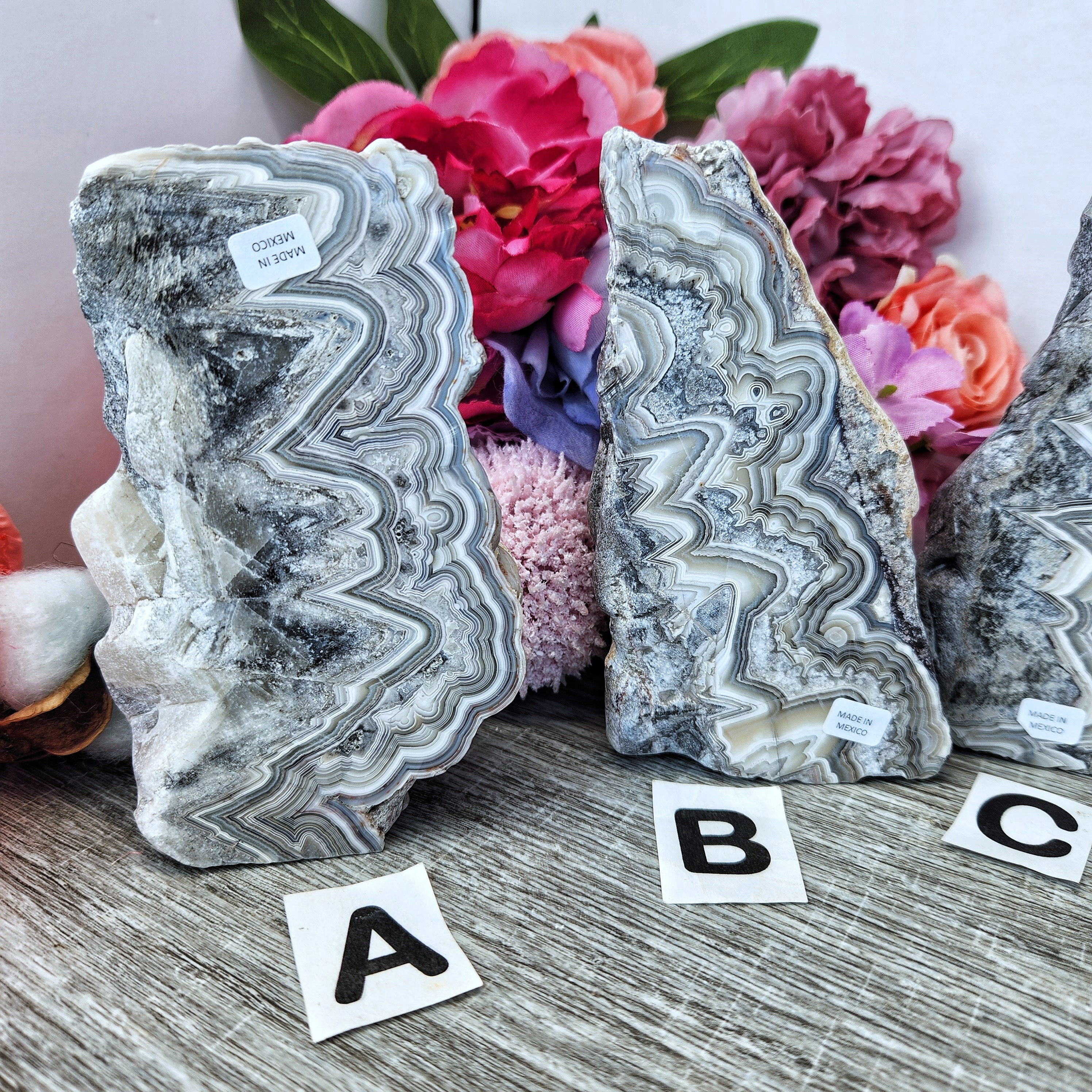 Mexican Crazy Lace Agate Face Polished Raw Back Banding UV Reactive ...