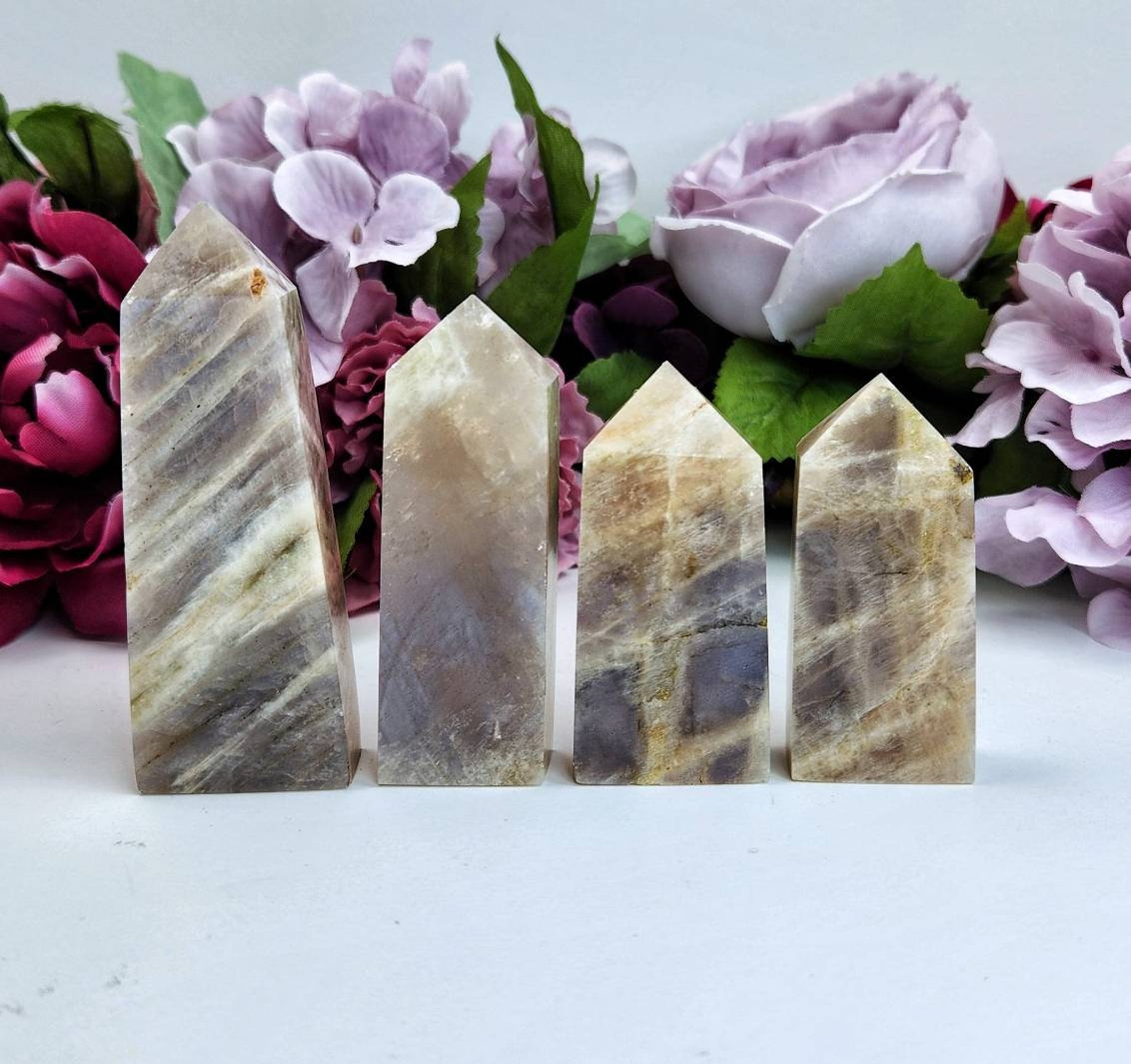 Moonstone Sunstone Purple Flash Tower Crystal Natural High Quality - Etsy