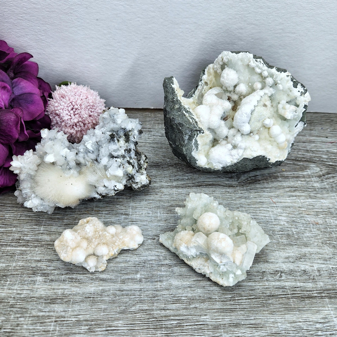 Okenite Calcite Gyrolite Geode FRAGILE Mesolite Zeolite Old Collection ...