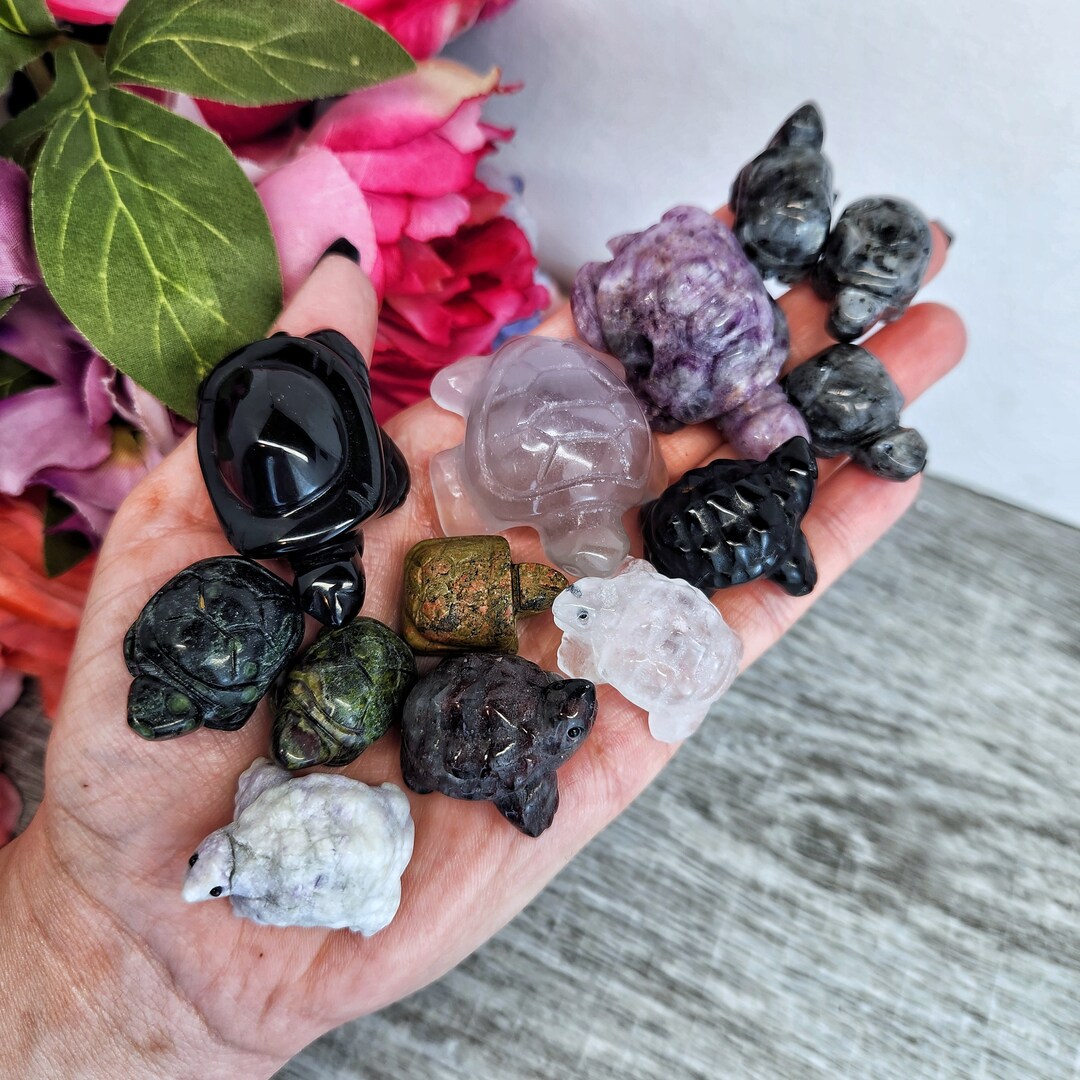 Turtle Carvings Garnet Astrophyllite Purple Jade Yttrium Fluorite ...
