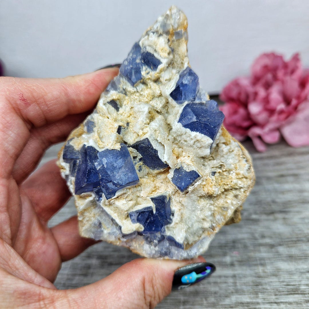 Blue Purple Fluorite With Quartz Cast Periwinkle Indigo Milky Way UK ...