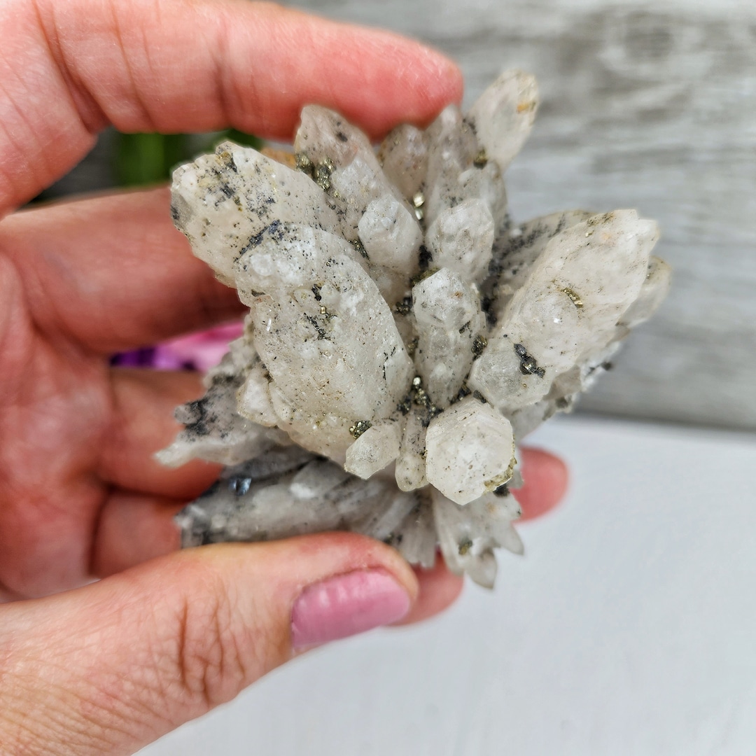 Quartz Cluster With Pyrite Inclusions Crystals Natural Raw High Quality ...