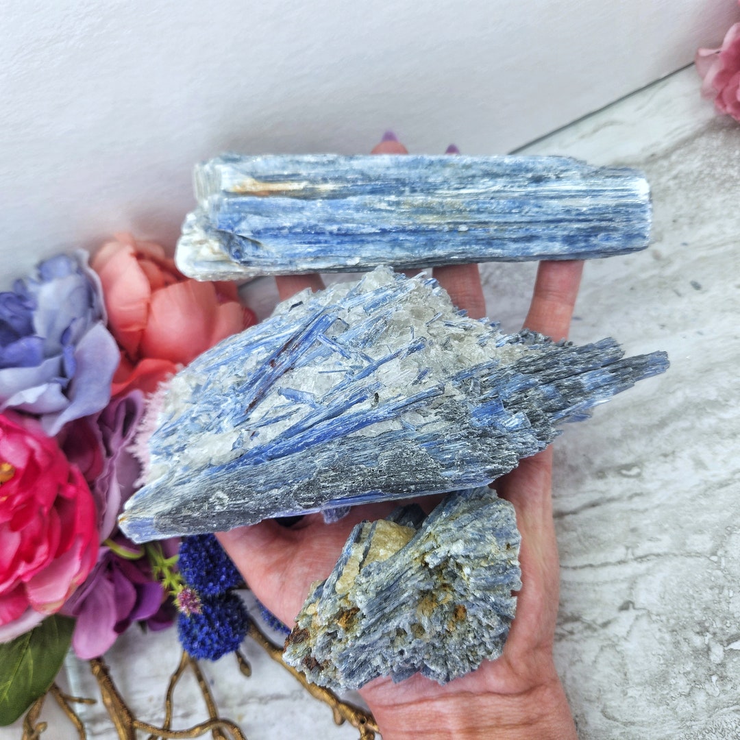 Blue Kyanite in Quartz Large Specimens Fragile Special Long Crystal ...