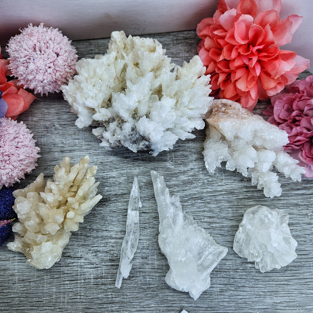 White Aragonite Cave Calcite UV Glow Large Chunk Raw Crystals Specimen ...