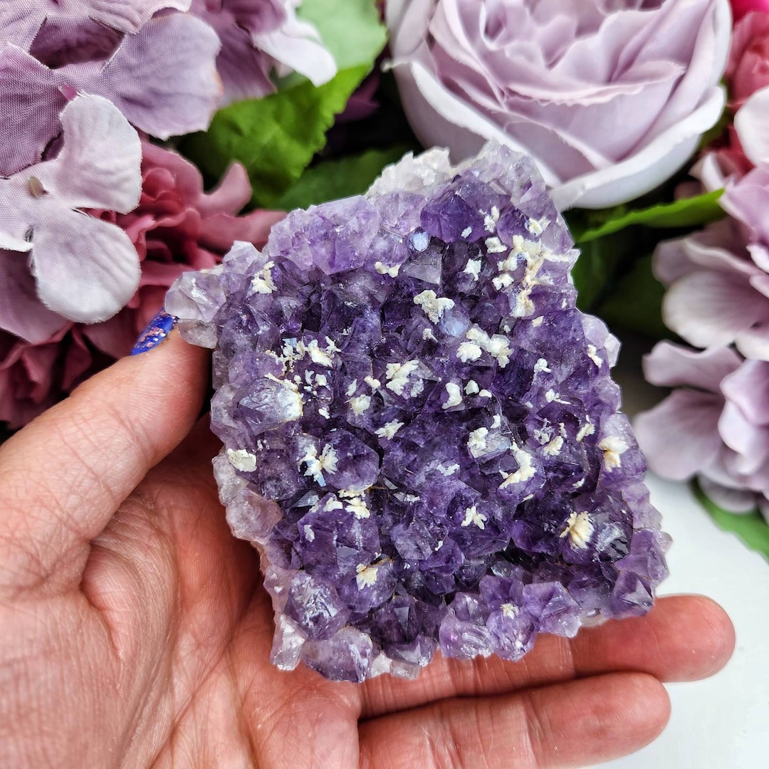 Huge Amethyst With Calcite Flowers Cluster Extra Grade Purple Natural ...
