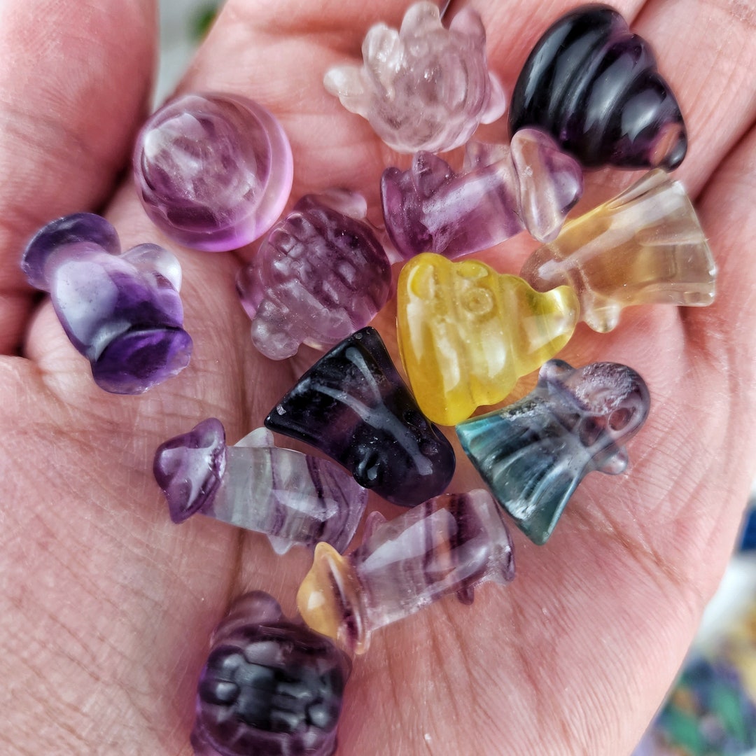 Baby Ghost Mushroom Family Poop Emoji Tiny Rainbow Fluorite Intuitively ...