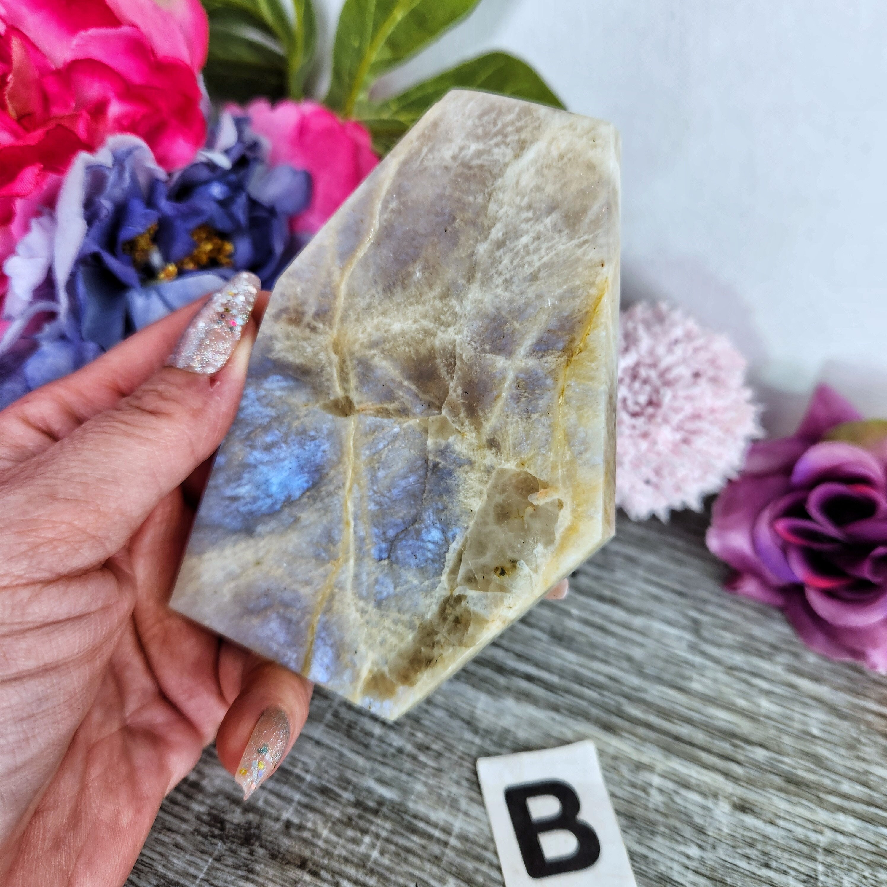 Sunstone Moonstone Slab Flash Blue White Chatoyant Chatoyancy Flashy ...