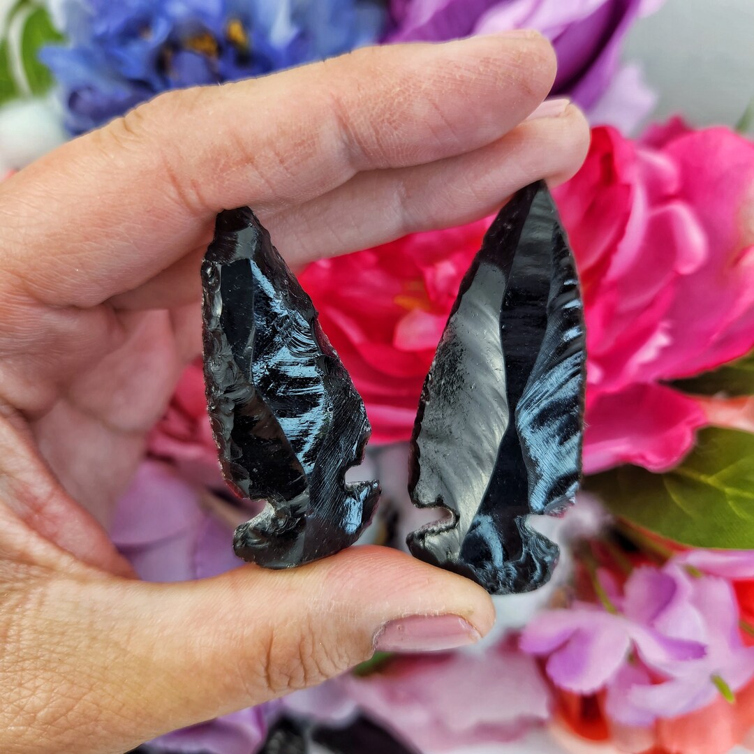 Black Obsidian Arrowheads for Display Small Crystals Decoration Carved ...